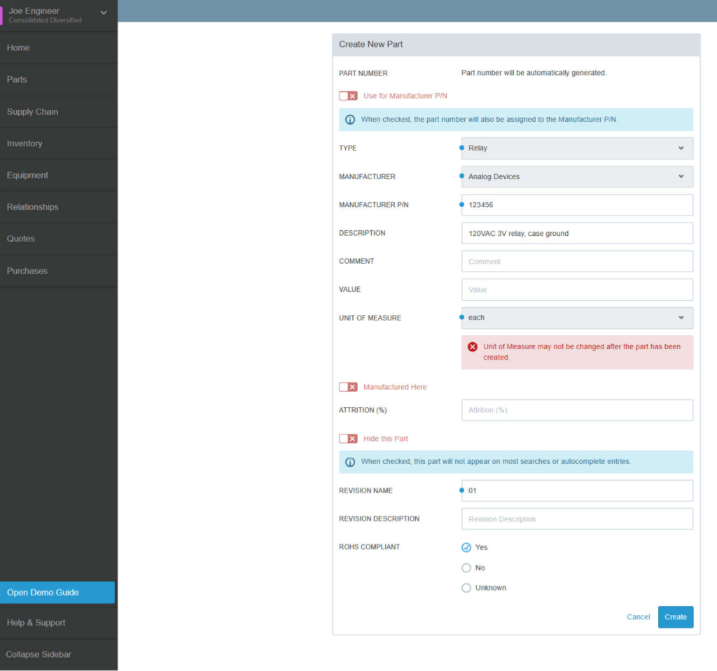 Quick Start Guide: Create a new part - Aligni